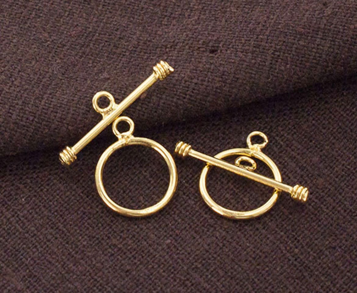 2 of 925 Sterling Silver Gold Vermeil Style Toggles 11 Mm. - Etsy