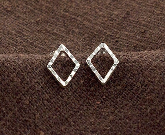 1 Pair of 925 Sterling Silver Rhombus Stud Earrings 7x10mm. - Etsy