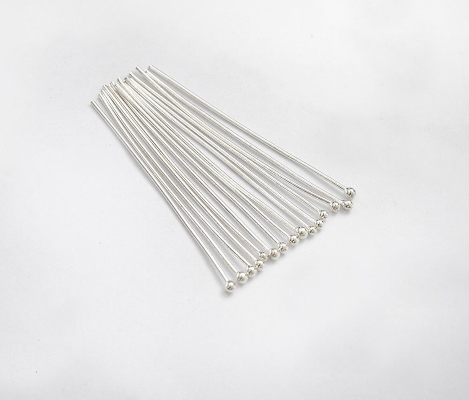 40 of 925 Sterling Silver Head Pins 30x0.5 Mm. ,#25 AWG Wire :th0769 - Etsy