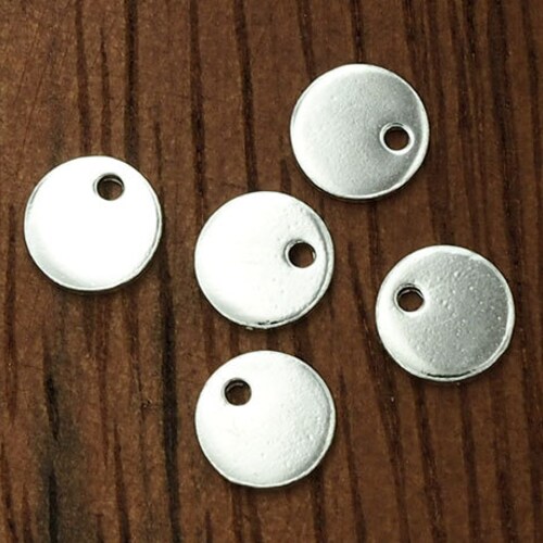 6 of 925 Sterling Silver Round Disc Tag Charms 6mm. Polish - Etsy