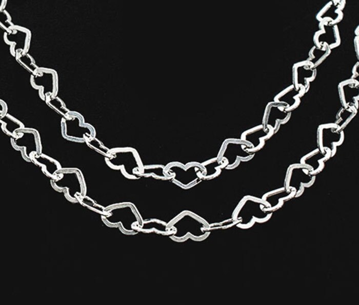 24 inches of 925 Sterling Silver Heart Chain 3 x 4.5 mm. | Etsy