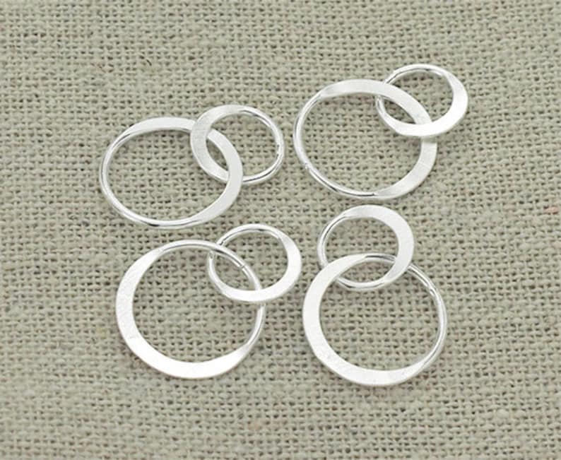 4 of 925 Sterling Silver Double Circle Rings Charms Links - Etsy