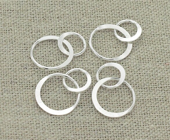 4 of 925 Sterling Silver Double Circle Rings Charms Links - Etsy