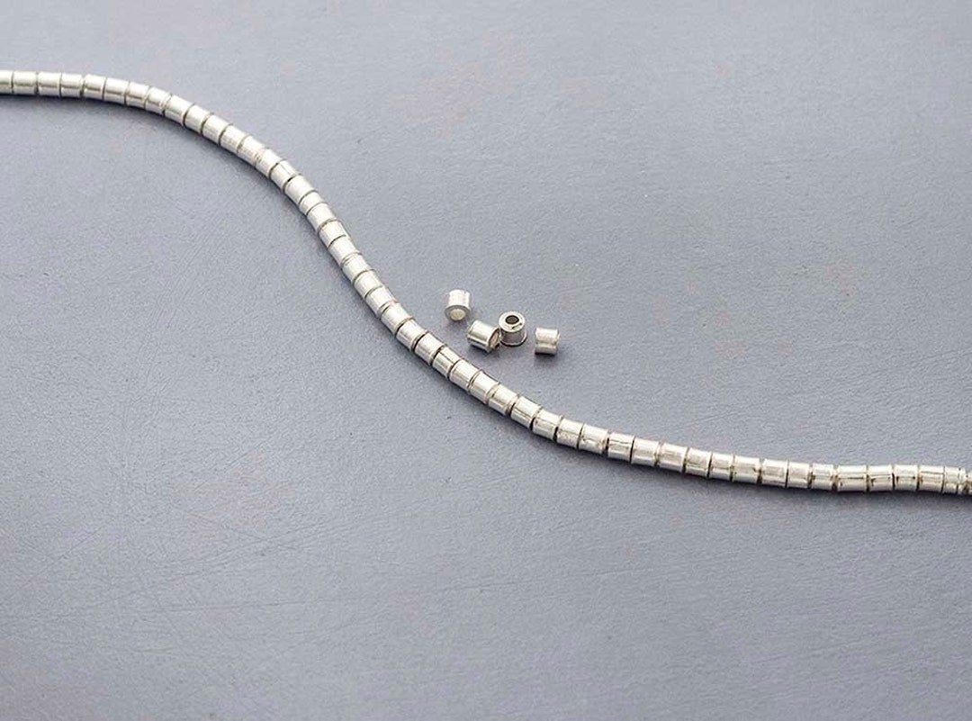 120 of Karen Hill Tribe Silver Tubular Beads 2 Mm., 9 Inches / String ...