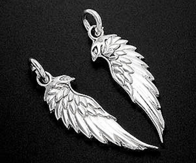 2 of 925 Sterling Silver Angel Wing Charms 6.5x20mm. Polish | Etsy
