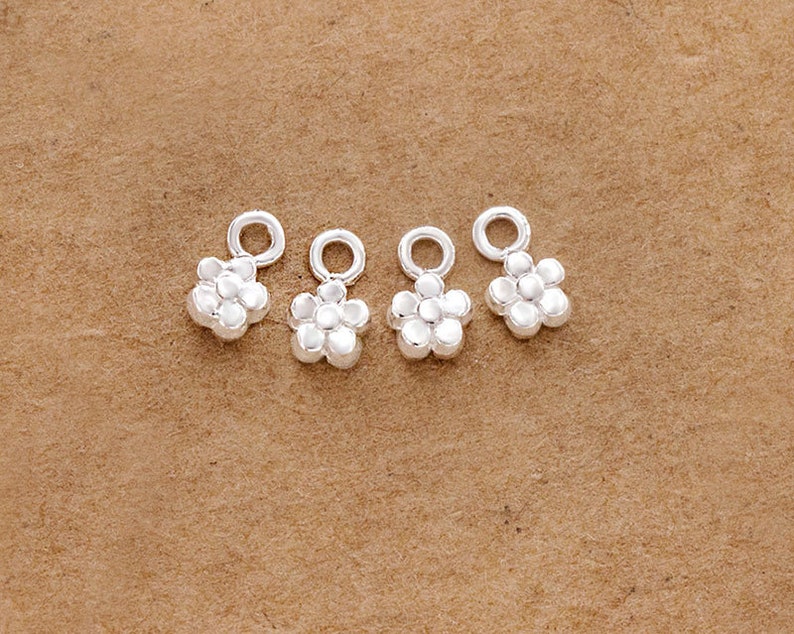 4 of 925 Sterling Silver Tiny Flower Charms 4.6mm. :tm0218 - Etsy