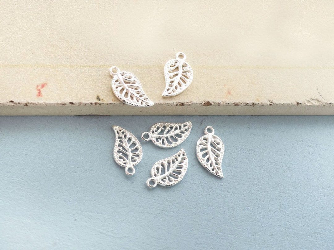 6 of 925 Sterling Silver Cutwork Leaf Charms 6x10 Mm. :th1991 - Etsy