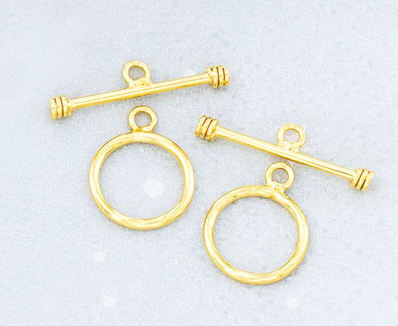 2 of 925 Sterling Silver Gold Vermeil Style Toggles 11 Mm. - Etsy