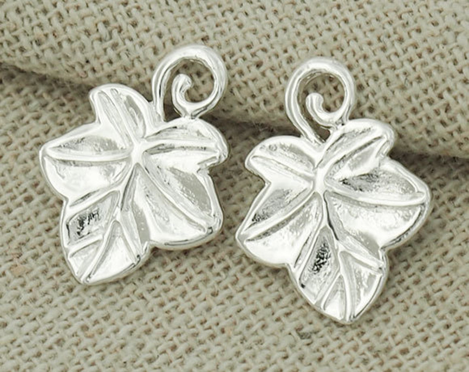 2 of 925 Sterling Silver Ivy Charms 13x17mm. Polish Finished. - Etsy