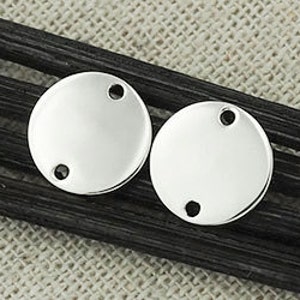 4 of 925 Sterling Silver Round Links, Connectors 10mm. Polish Finished ...