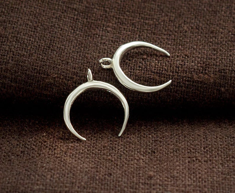 2 of 925 Sterling Silver Crescent Moon Pendants 12x10 Mm. | Etsy