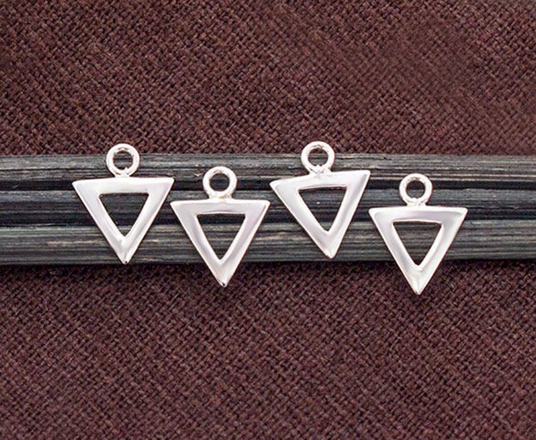4 of 925 Sterling Silver Triangle Charms 8.5x7.5 Mm. Polish Finished ...