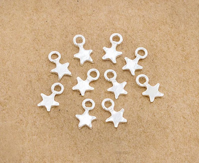 10 of 925 Sterling Silver Star Charms 4mm. Tiny Charms - Etsy