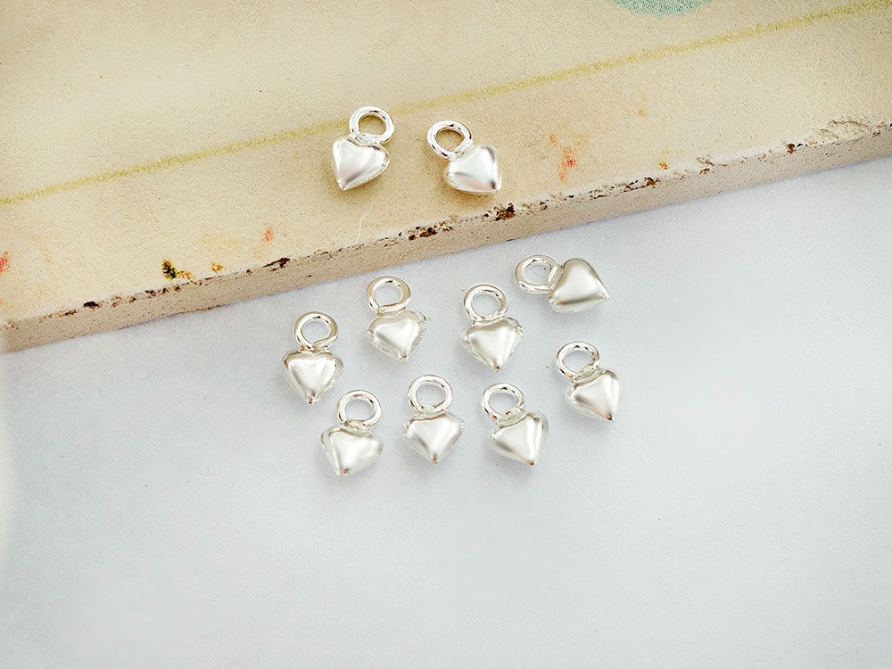 10 of 925 Sterling Silver Tiny Heart Charms 4 mm. :th2243 | Etsy