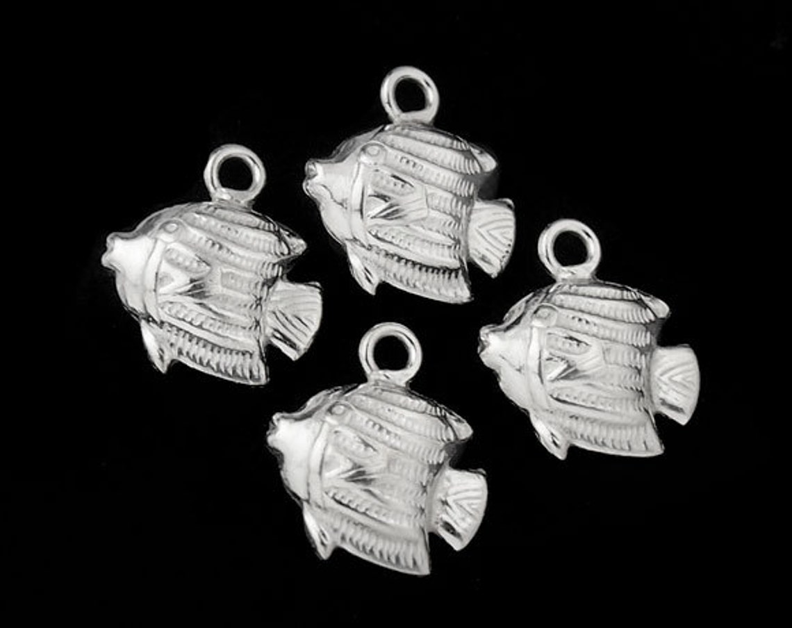 4 of 925 Sterling Silver Fish Charms 9x11 Mm. :th1131 | Etsy
