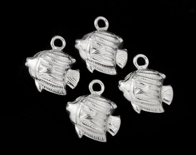 4 of 925 Sterling Silver Fish Charms 9x11 mm. :th1131 | Etsy