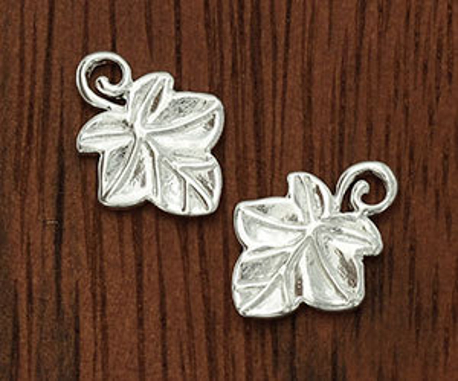 2 of 925 Sterling Silver Ivy Charms 13x17mm. Polish Finished. - Etsy