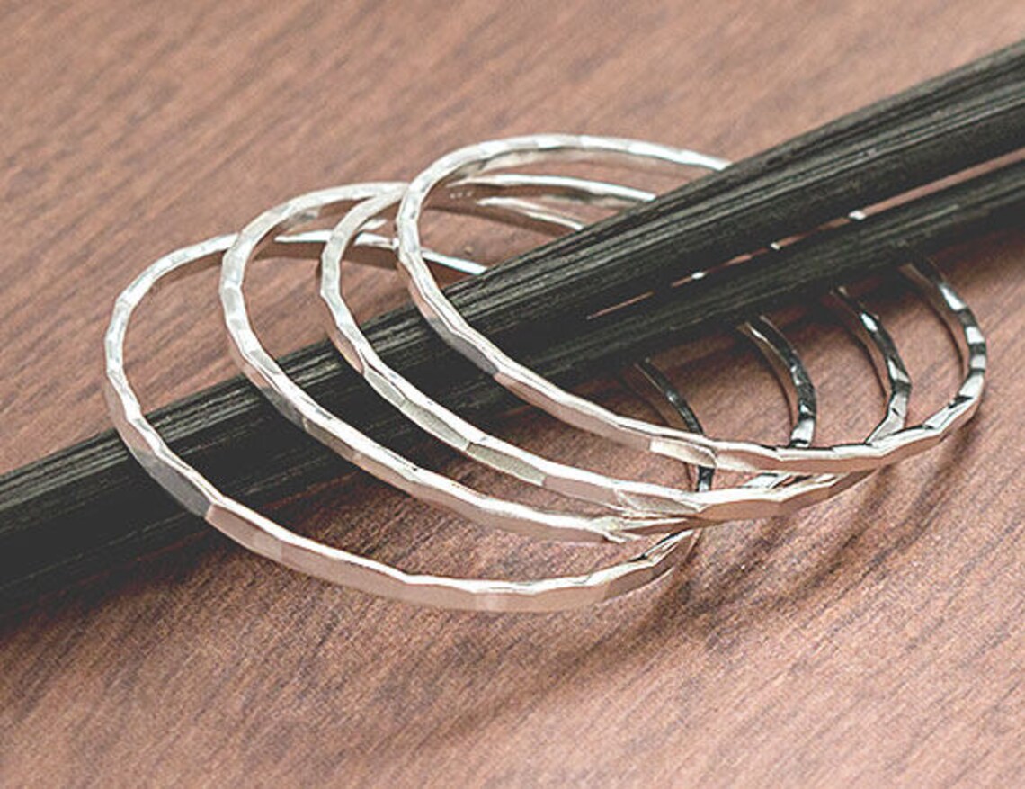 4 of 925 Sterling Silver Hammered Circle Closed Rings | Etsy