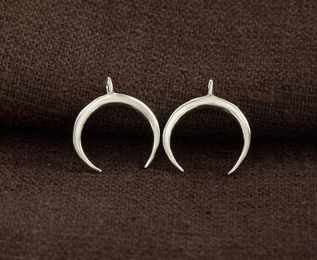 2 of 925 Sterling Silver Crescent Moon Pendants 12x10 Mm. Polished ...