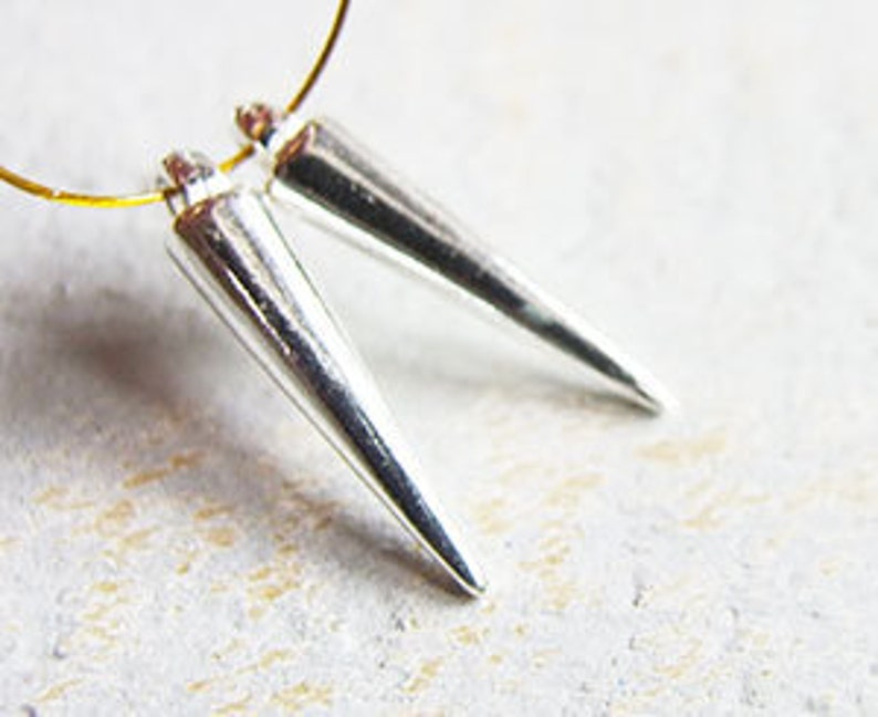 2 of 925 Sterling Silver Spike Charms 4x20mm.Polish Finished | Etsy