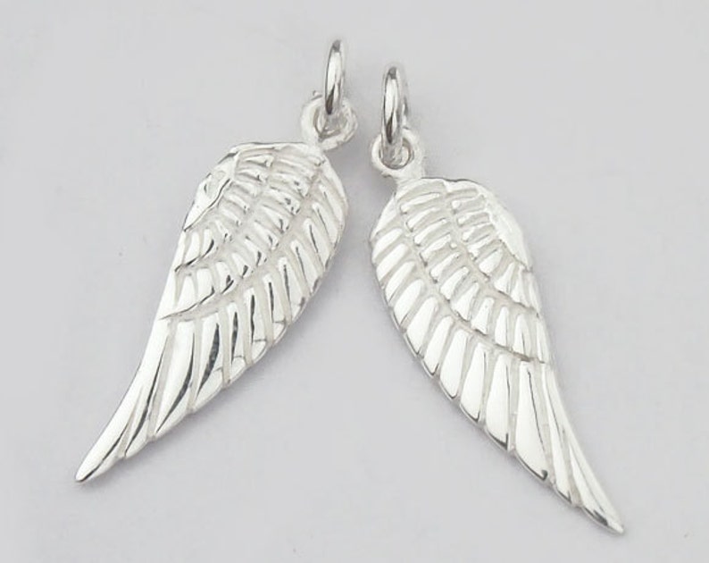 2 of 925 Sterling Silver Angel Wing Charms 7x18mm. :th1828 | Etsy