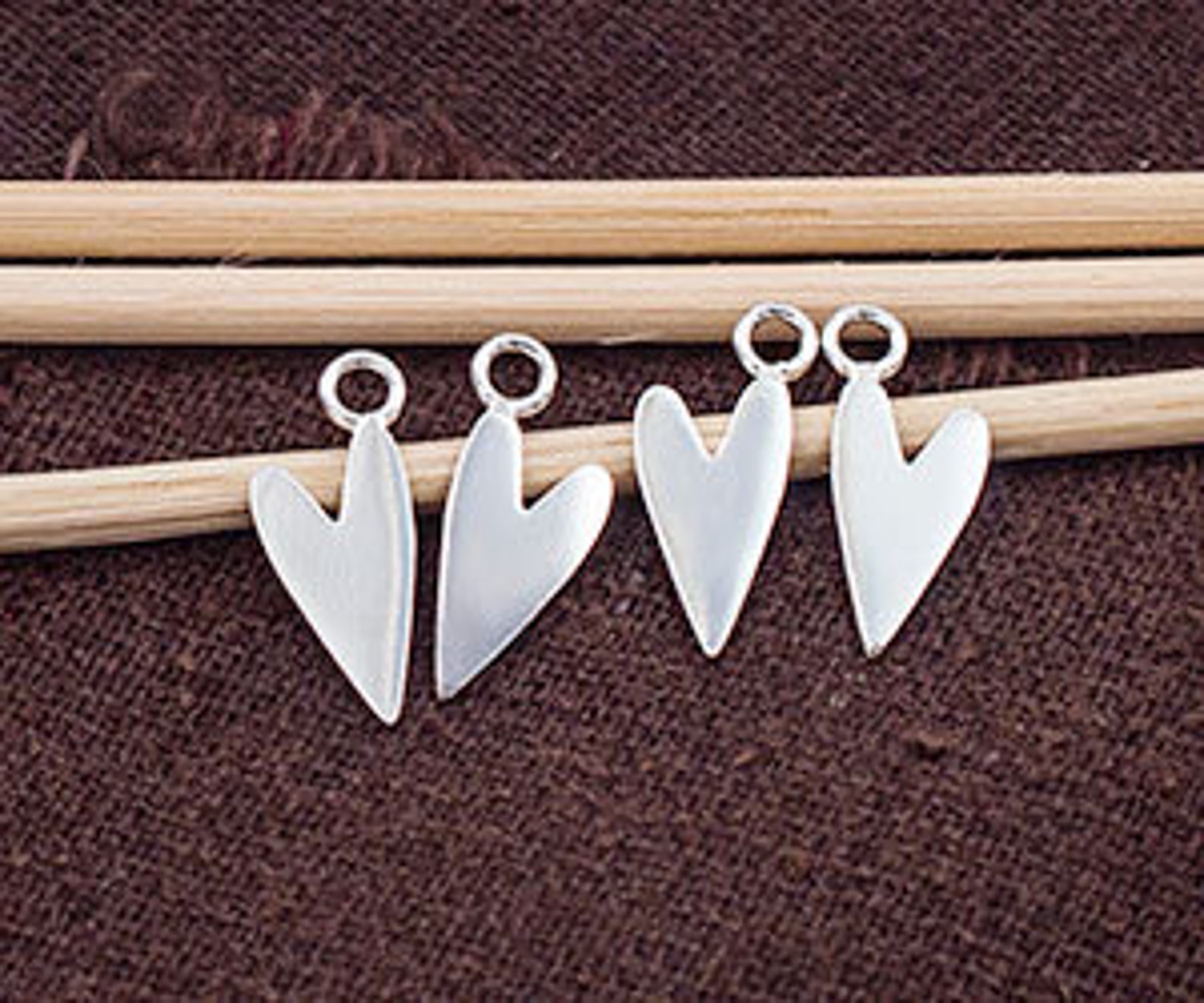 4 of 925 Sterling Silver Heart Charms 6x12mm. :tk0127 - Etsy