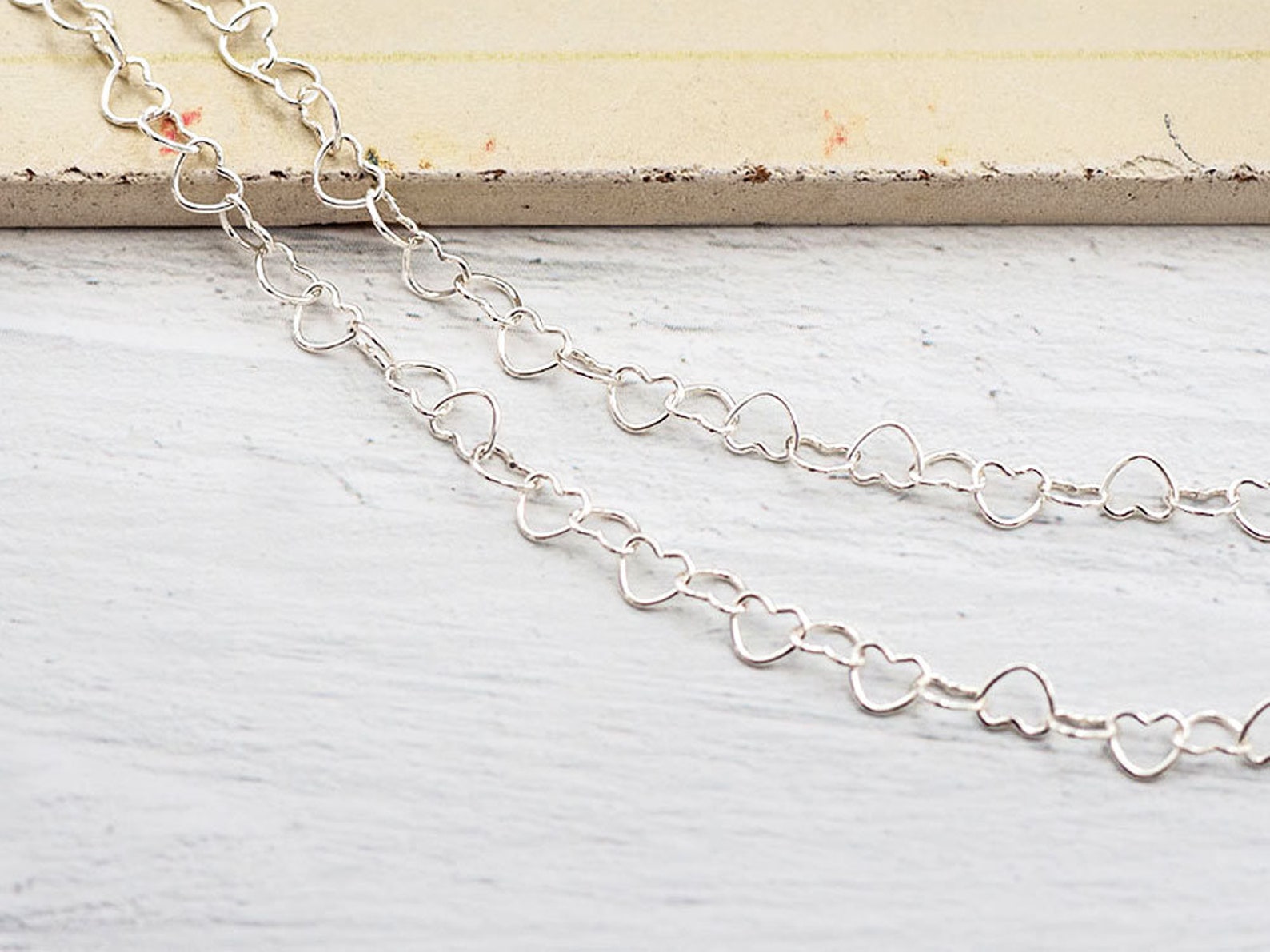 24 Inches of 925 Sterling Silver Heart Chain 4.5 X 4 Mm. | Etsy