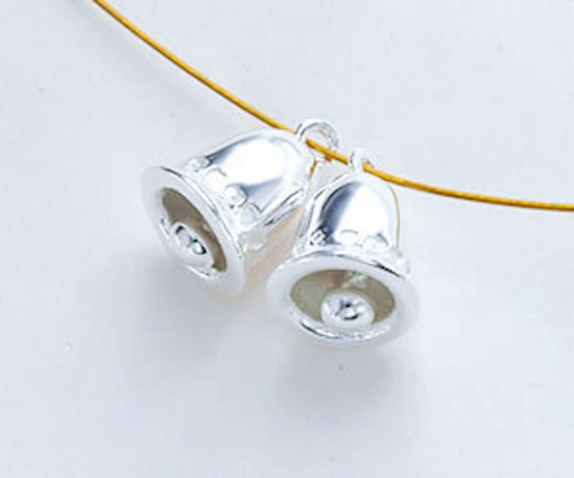 2 of 925 Sterling Silver Bell Charms 8.5x9mm. Polish Finished :tm0110 ...