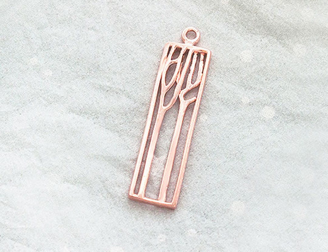 1 of 925 Sterling Silver Rose Gold Vermeil Style Tree Pendant 8x28 Mm ...