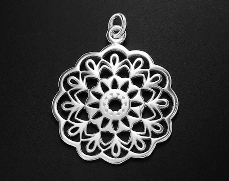1 of 925 Sterling Silver Filigree Disc Pendant 23mm. Polish | Etsy