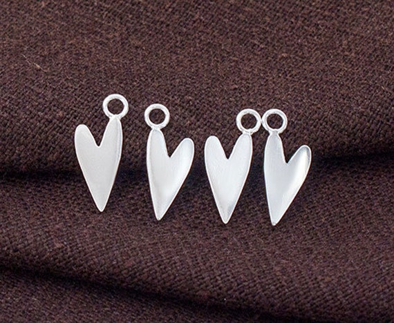 4 of 925 Sterling Silver Heart Charms 6x12mm. :tk0127 | Etsy
