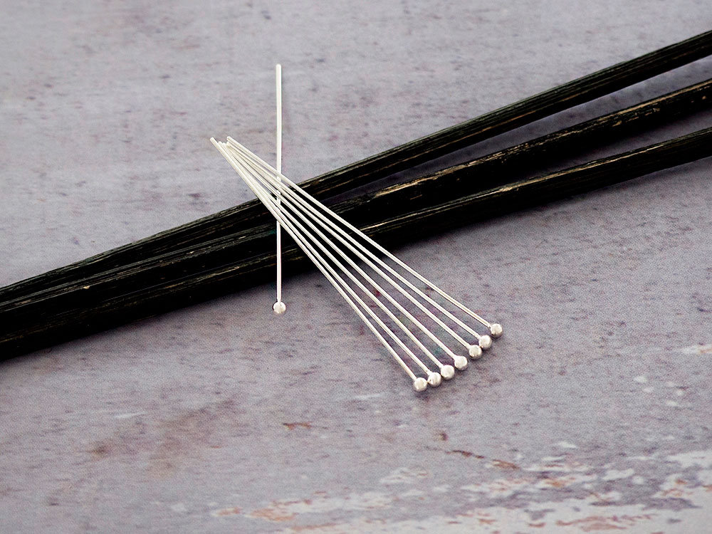 25 of 925 Sterling Silver Head Pins 39.5 Mm. :th0824 - Etsy