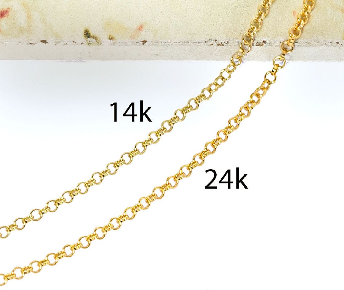 27 Inches of 925 Sterling Silver Gold Vermeil Style Rolo Chain 1.6 Mm ...