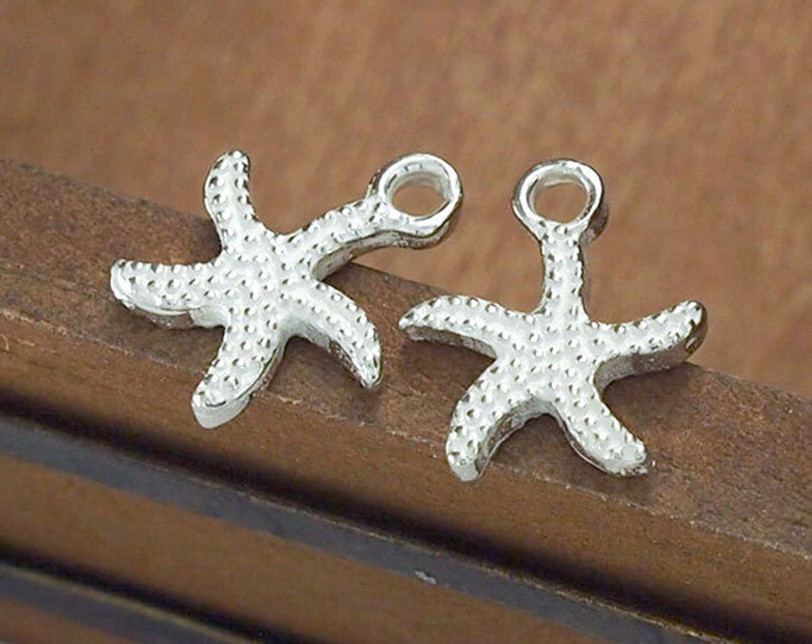 4 of 925 Sterling Silver Starfish Charms 9mm. :th2386 - Etsy