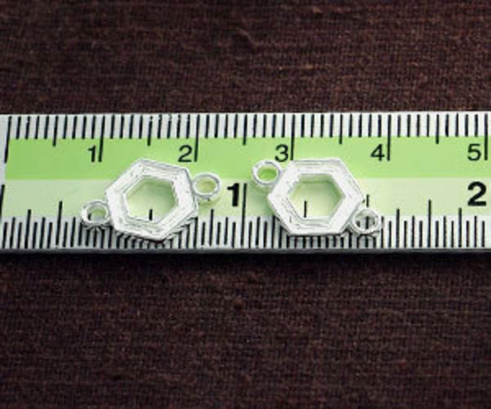 2 of 925 Sterling Silver Textured Hexagon Links Connectors - Etsy