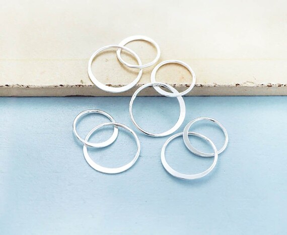 4 of 925 Sterling Silver Double Circle Rings Charms Links - Etsy