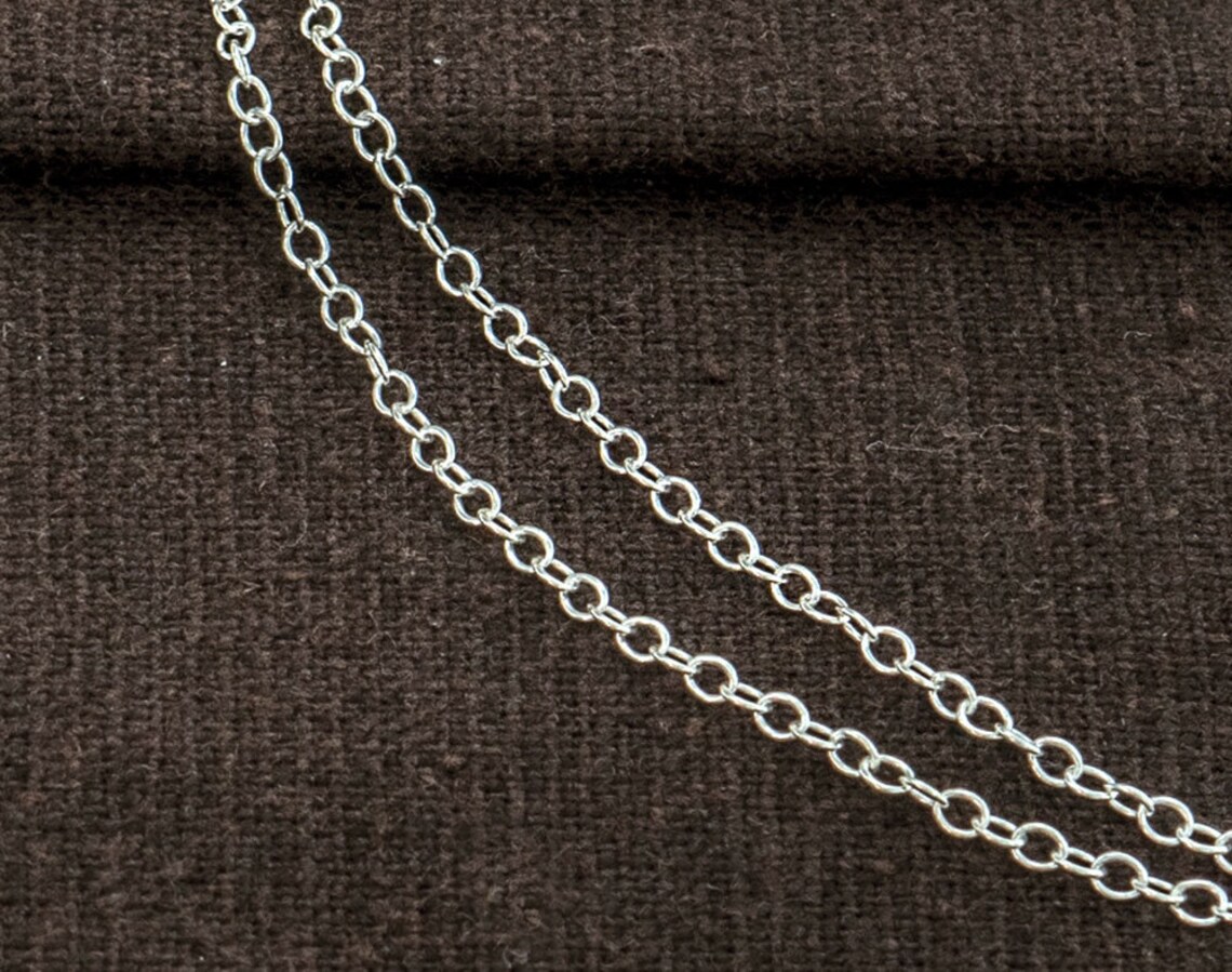 40 Inches of 925 Sterling Silver Cable Chain 2.3x1.9 Mm. Delicate Chain ...