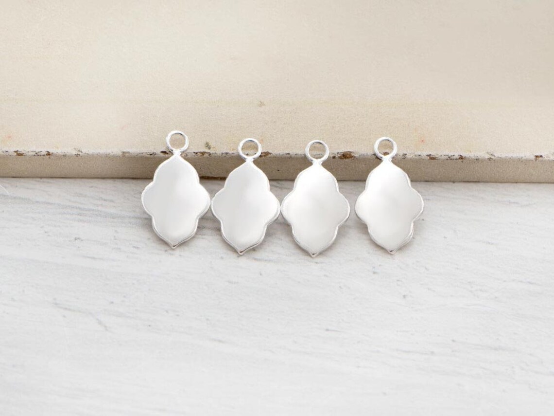 4 of 925 Sterling Silver Moroccan Style Drop Charms 9x13mm. Polish ...