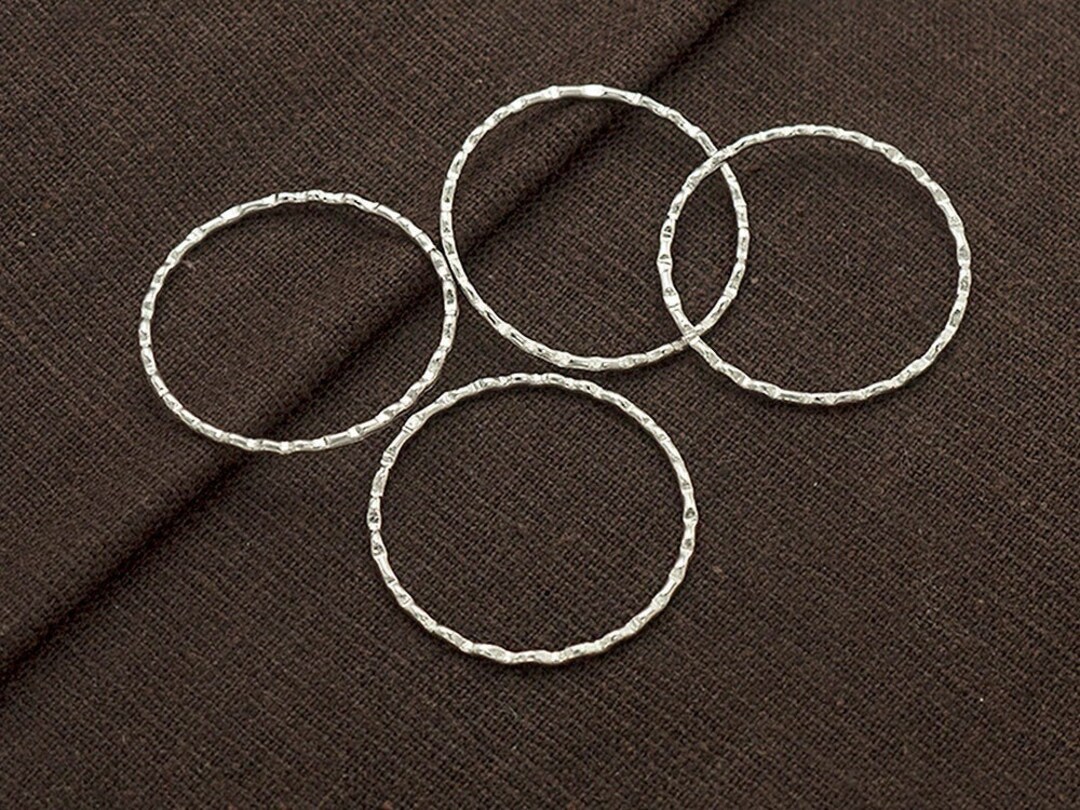 4 of 925 Sterling Silver Hammered Circle Closed Rings, Connectors 28 ...