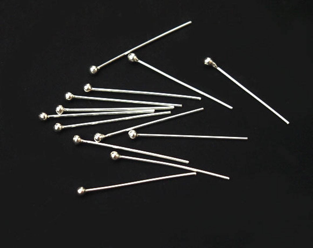 40 of 925 Sterling Silver Head Pins 19x 0.5 Mm. #25 AWG Wire :th0320 - Etsy