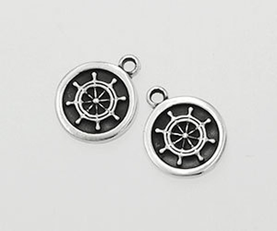 2 of 925 Sterling Silver Ship Wheel Printed Charms 11mm. :th2222 - Etsy
