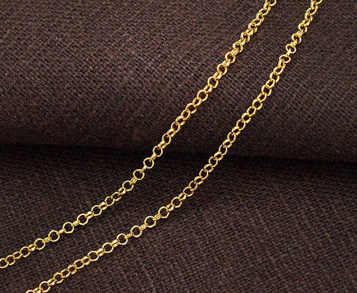 27 Inches of 925 Sterling Silver Gold Vermeil Style Rolo Chain 1.6 Mm ...