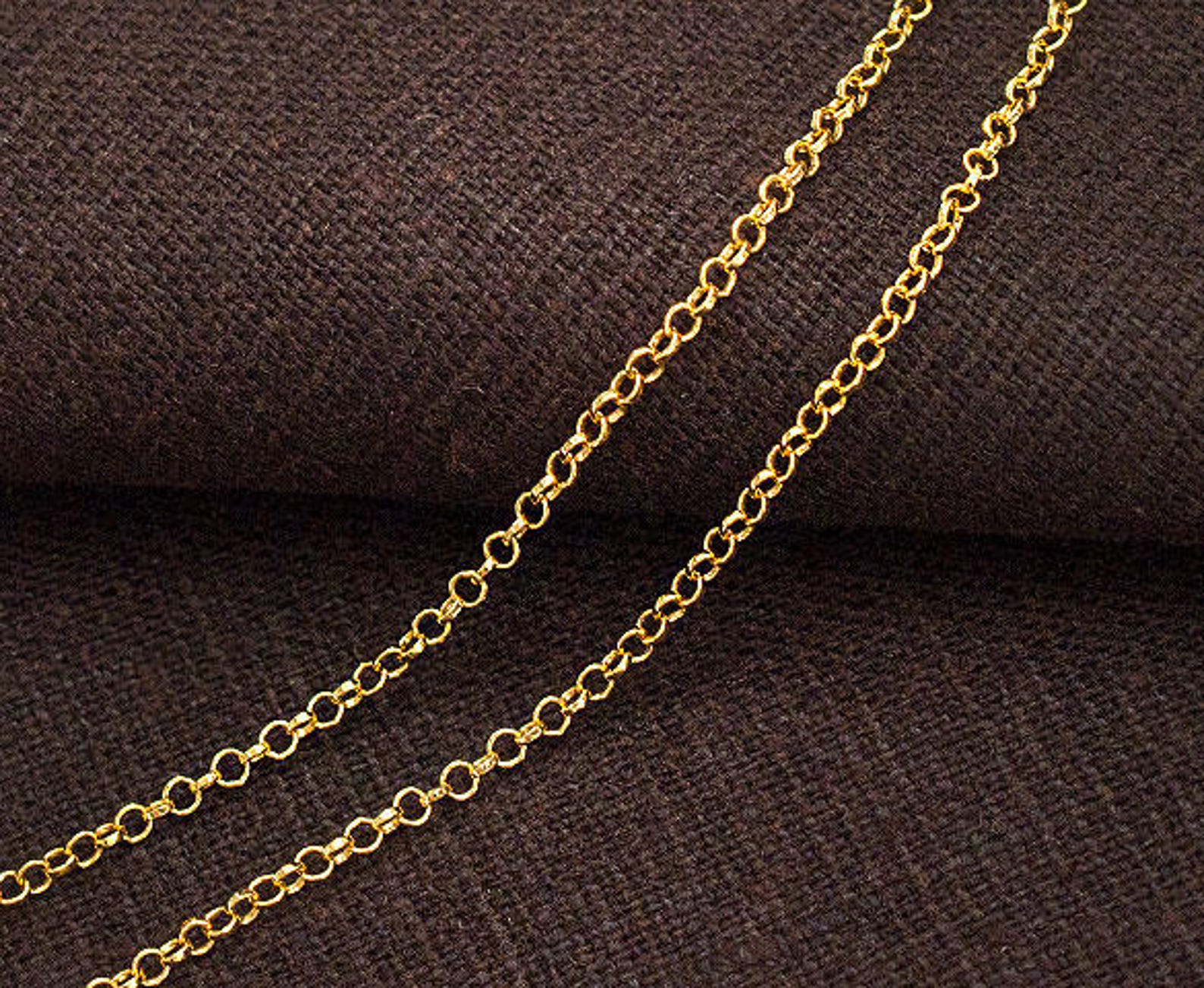 27 Inches of 925 Sterling Silver Gold Vermeil Style Rolo Chain 1.6 Mm ...