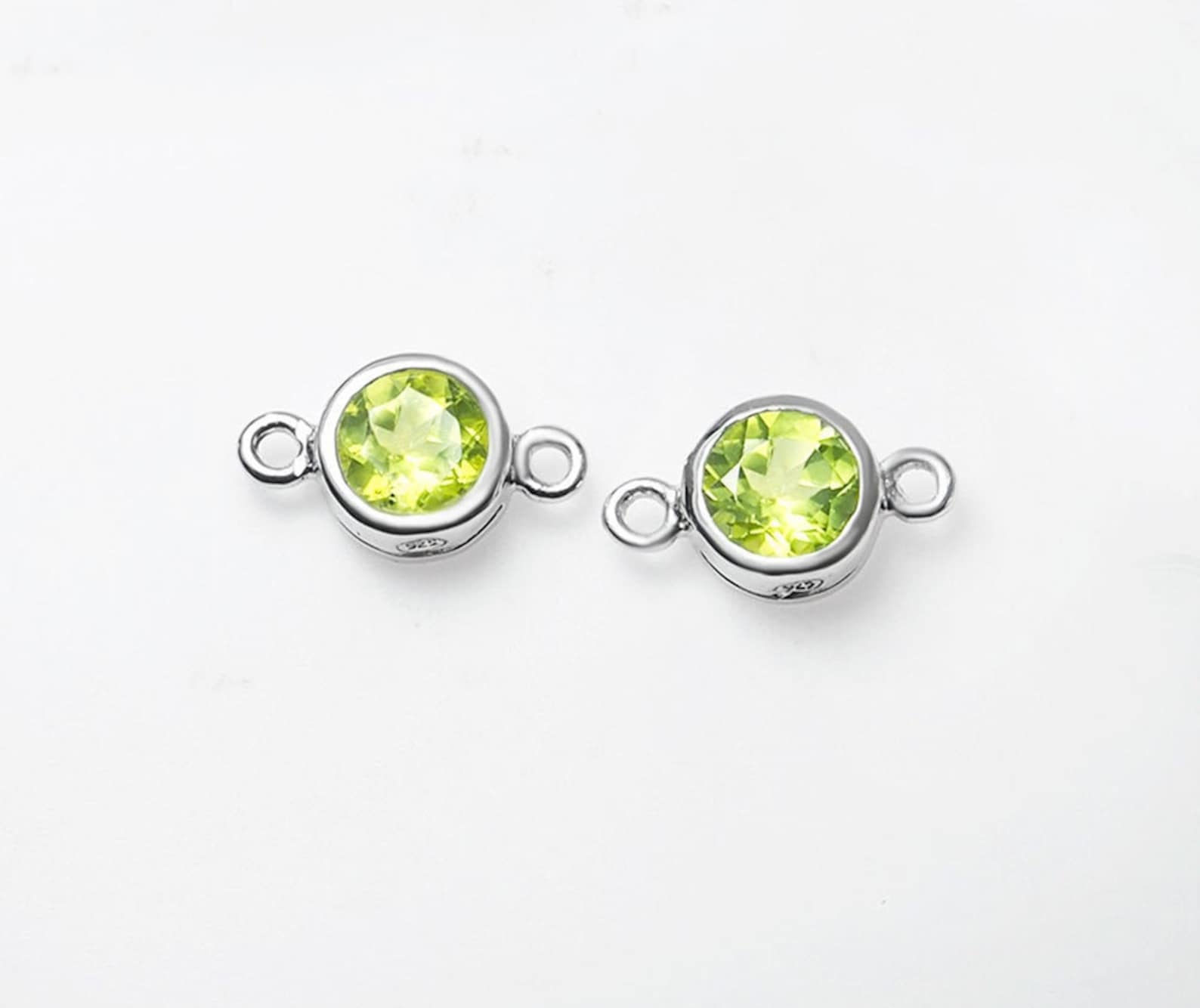 2 of Natural Round Peridot & Sterling Silver Bezeled - Etsy