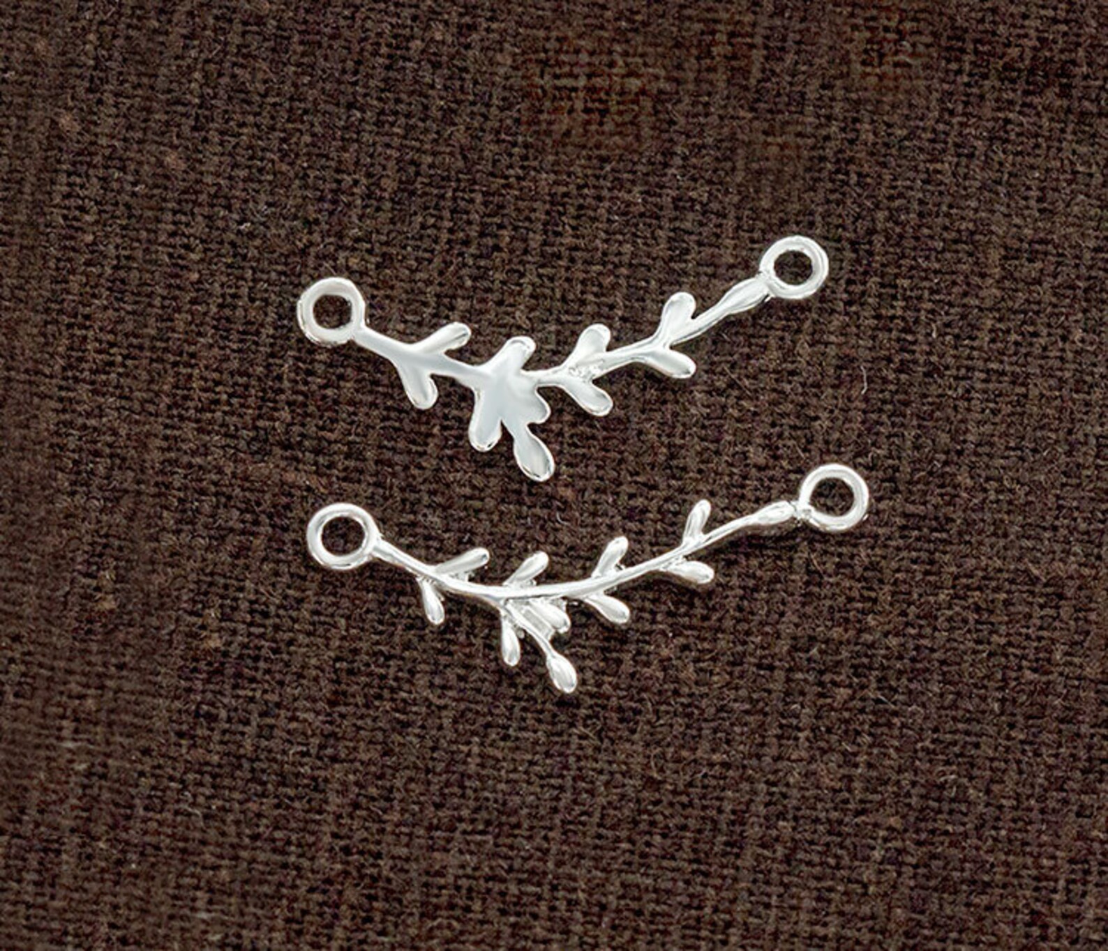 2 of 925 Sterling Silver Leaf Branch Links, Connectors 7x17mm. :tm0212 ...