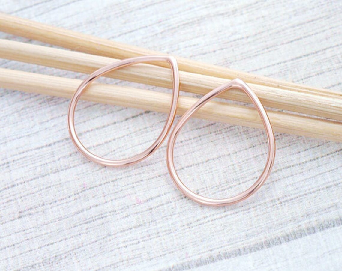 2 of 925 Sterling Silver Rose Gold Vermeil Style Pear Links, Connectors ...