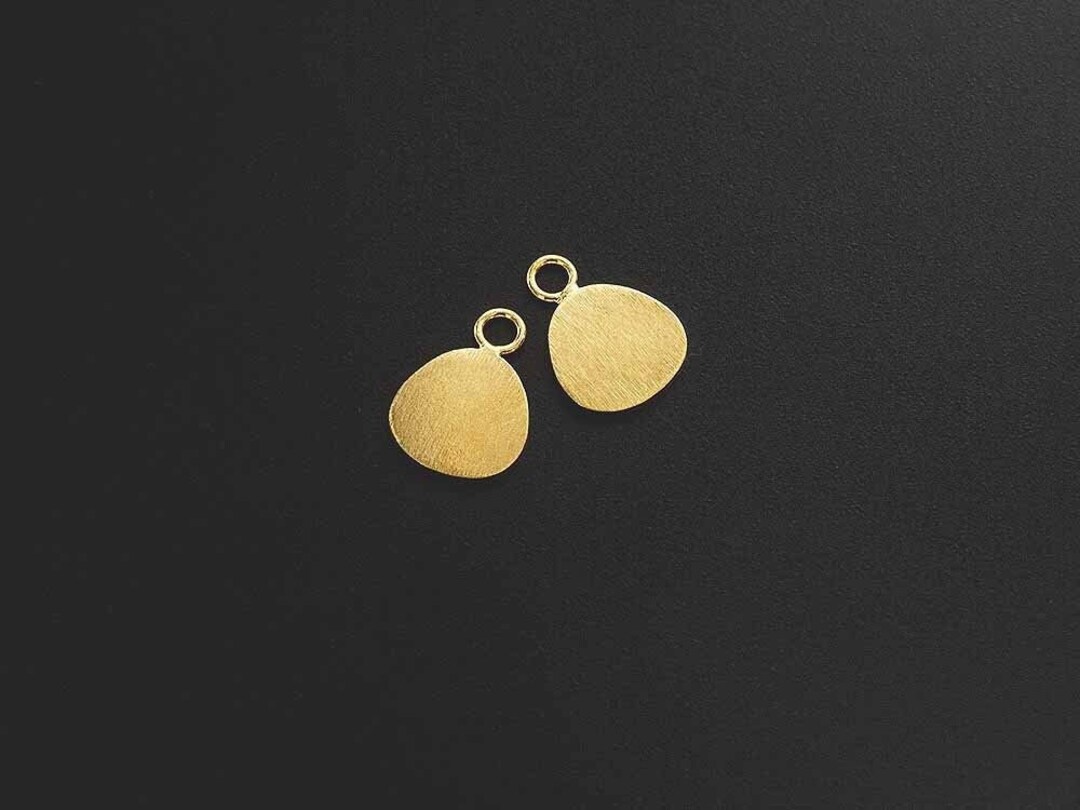 2 of 925 Sterling Silver Vermeil Style Pebble Disc Charms 9mm., Brush ...