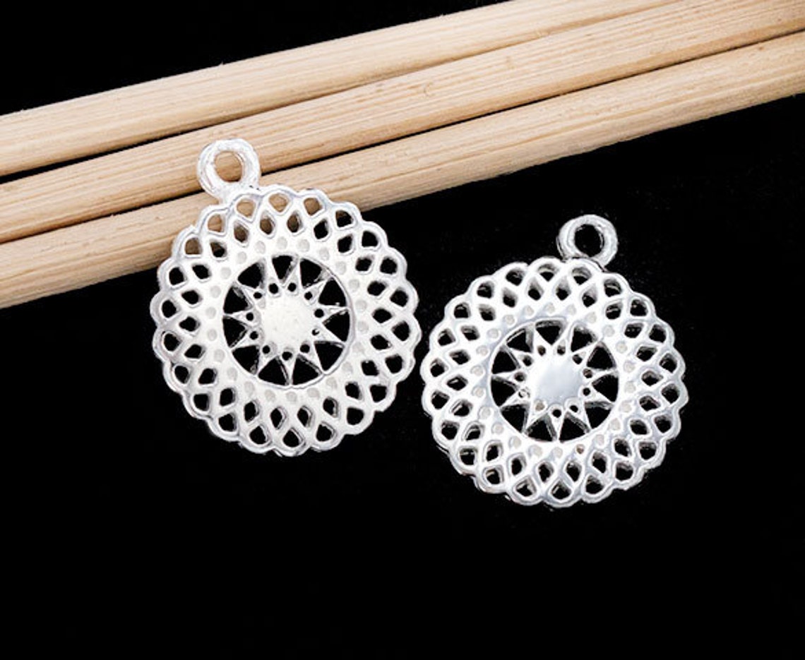 2 of 925 Sterling Silver Filigree Sun Charms 13 Mm.polished - Etsy