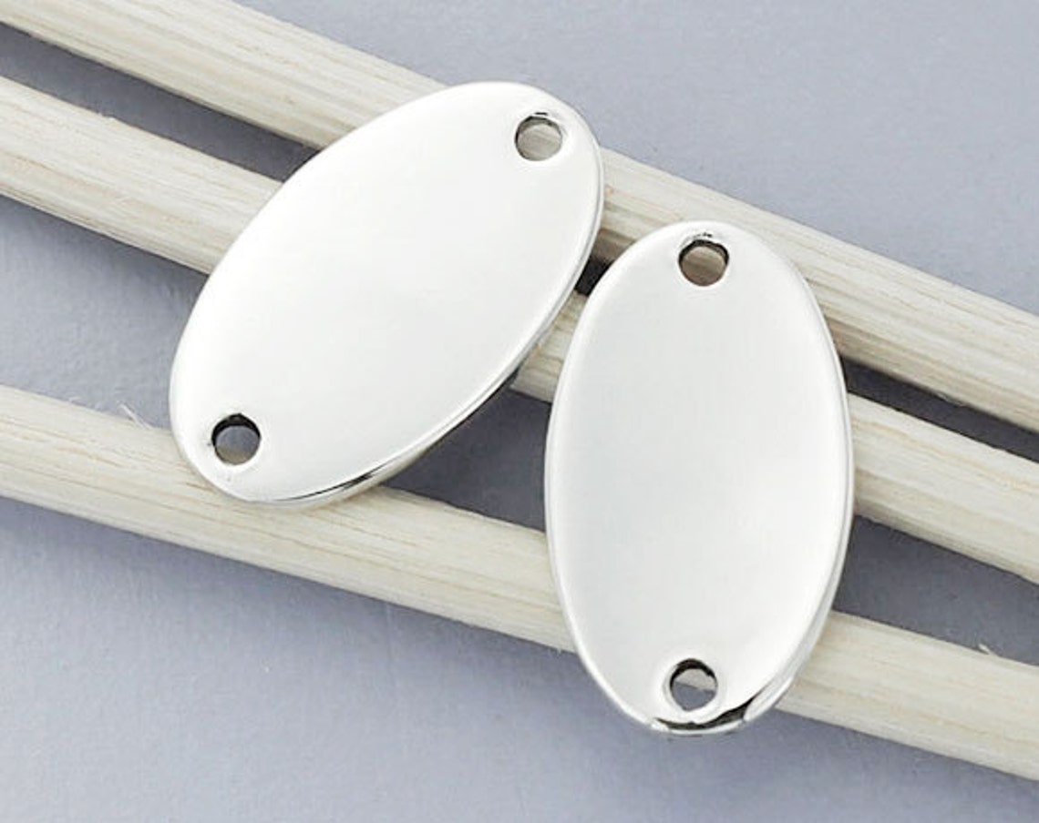 4 of 925 Sterling Silver Oval Links Connectors 8x14mm. Polish | Etsy