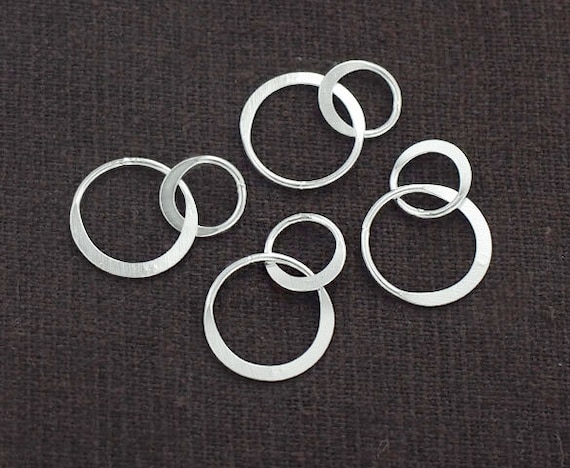 4 of 925 Sterling Silver Double Circle Rings Charms Links - Etsy